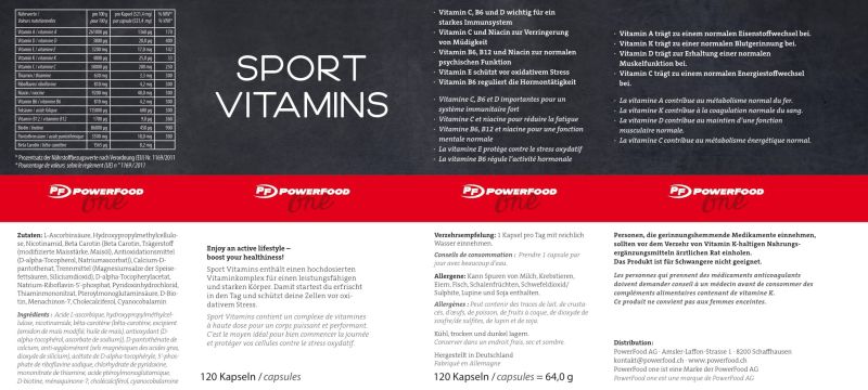 Sports Vitamins 120 caps Powerfood One