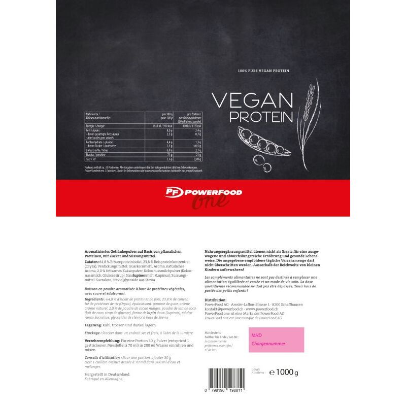 Vegan Protein 1000g Powerfood One | Chocolat
